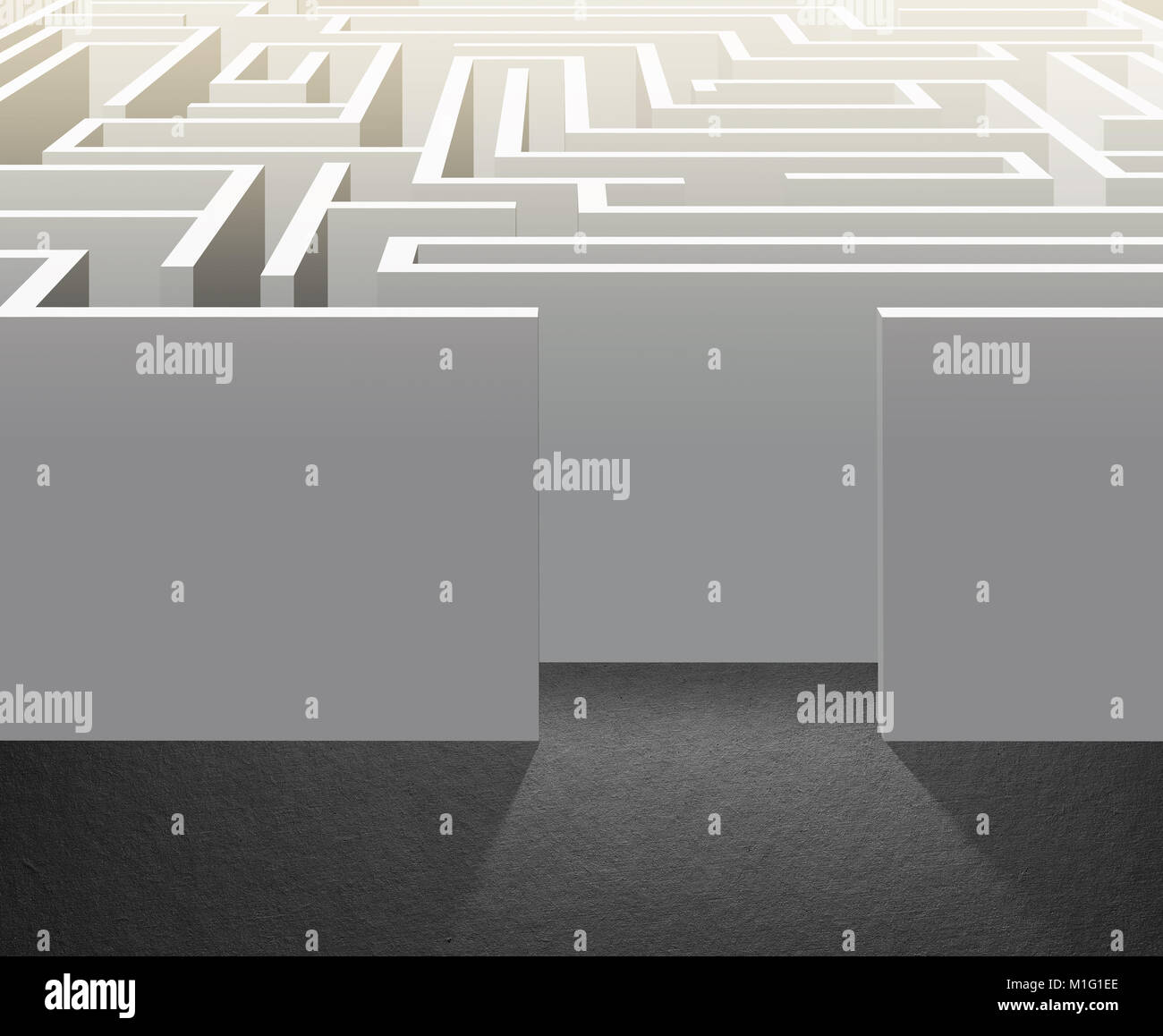 white wall maze on black floor,3D rendering Stock Photo - Alamy