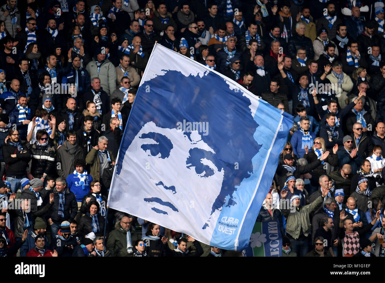 Bandiera Aldovrandi tifosi Spal Ferrara 28-01-2018 Stadio Paolo Mazza ...