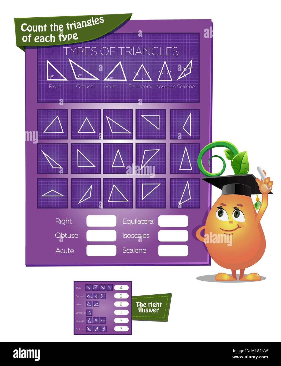 visual game for children. Task the count the triangles for each type ...