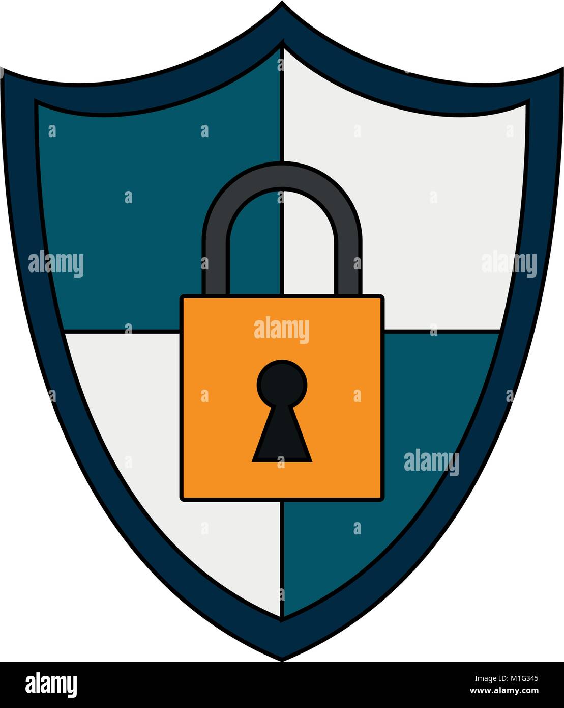 Shield and padlock symbol Stock Vector Image & Art - Alamy