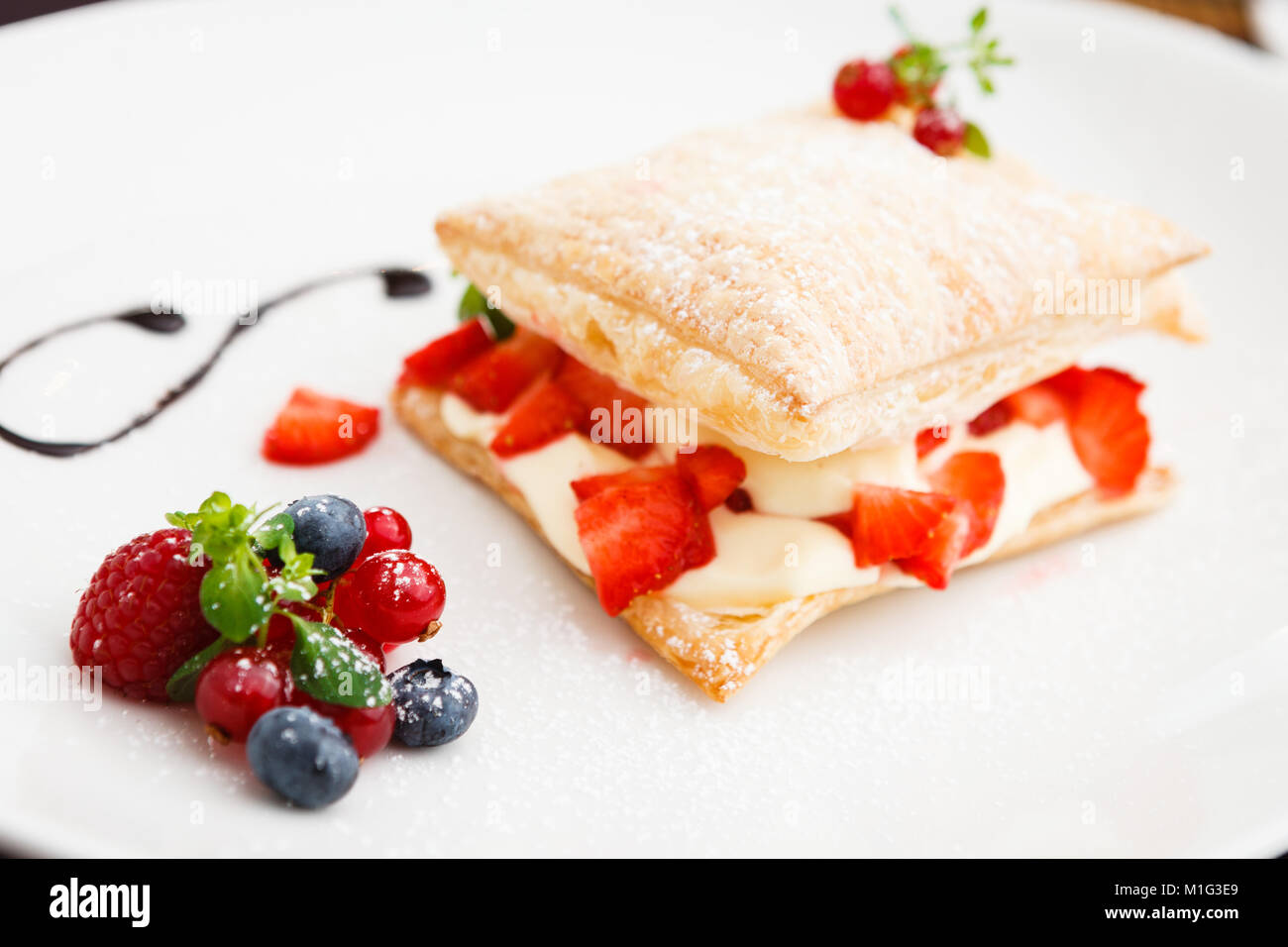 Sweet strudel with peach Stock Photo - Alamy