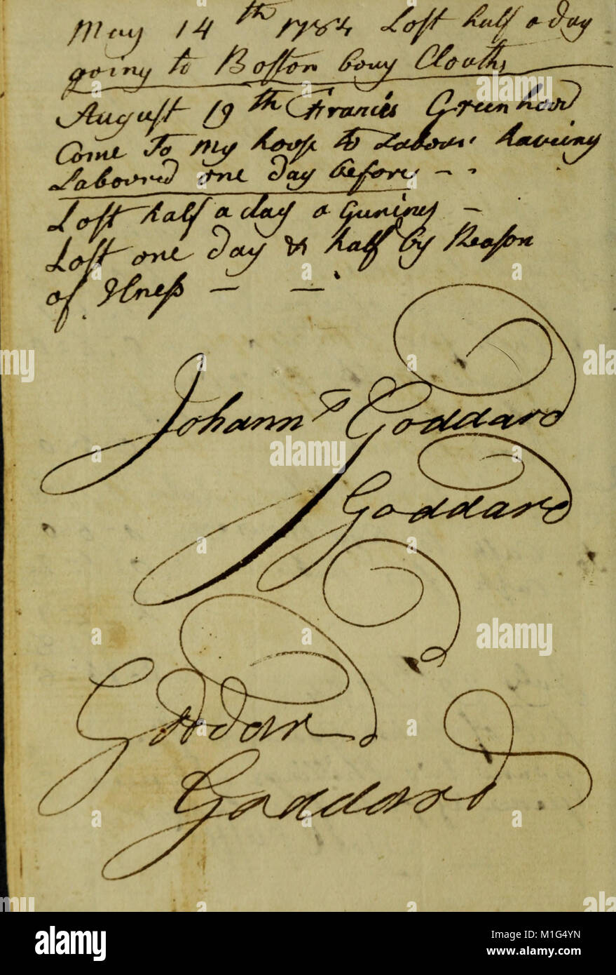 Account book of John Goddard (1775) (14781916054 Stock Photo - Alamy
