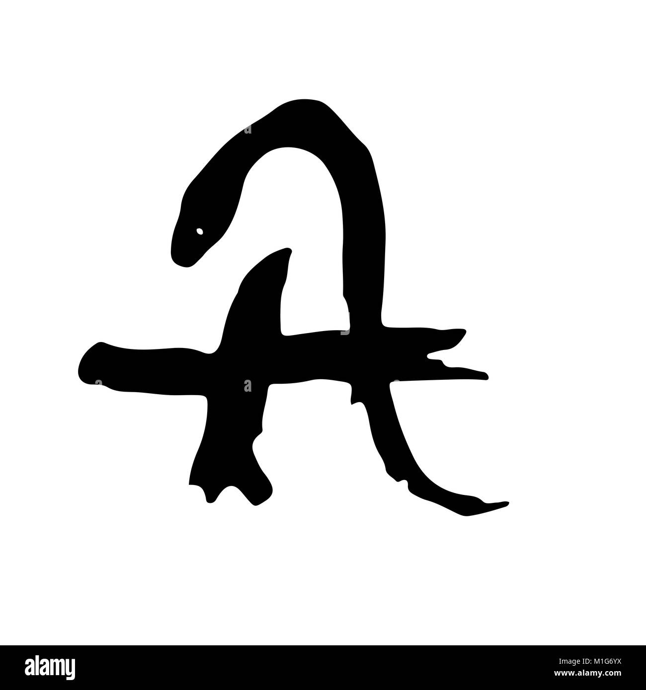 Letter A. Handwritten by dry brush. Rough strokes font. Vector ...