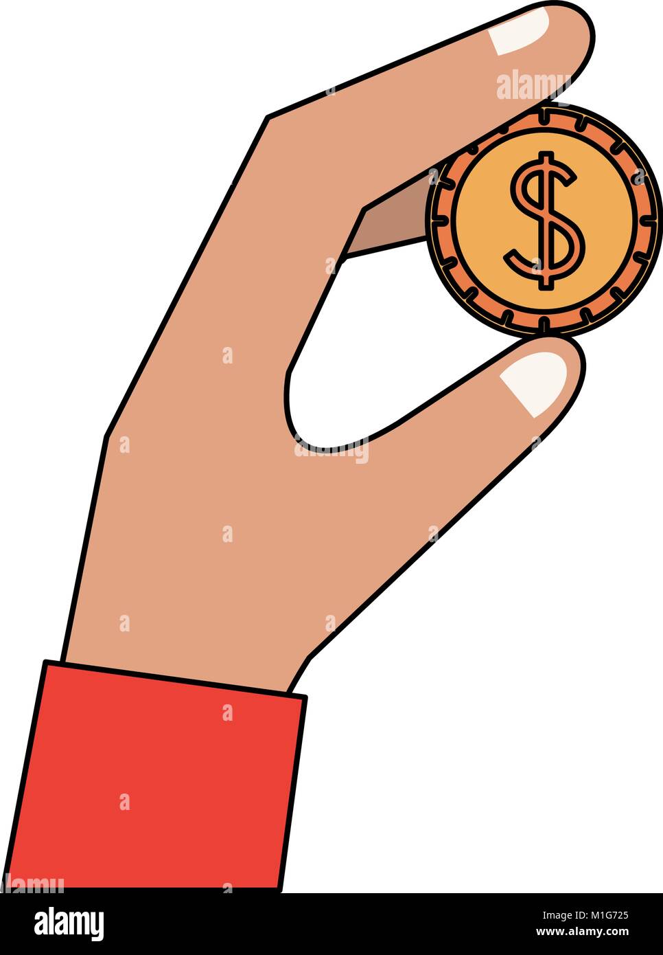 Hand with coin Stock Vector Image & Art - Alamy