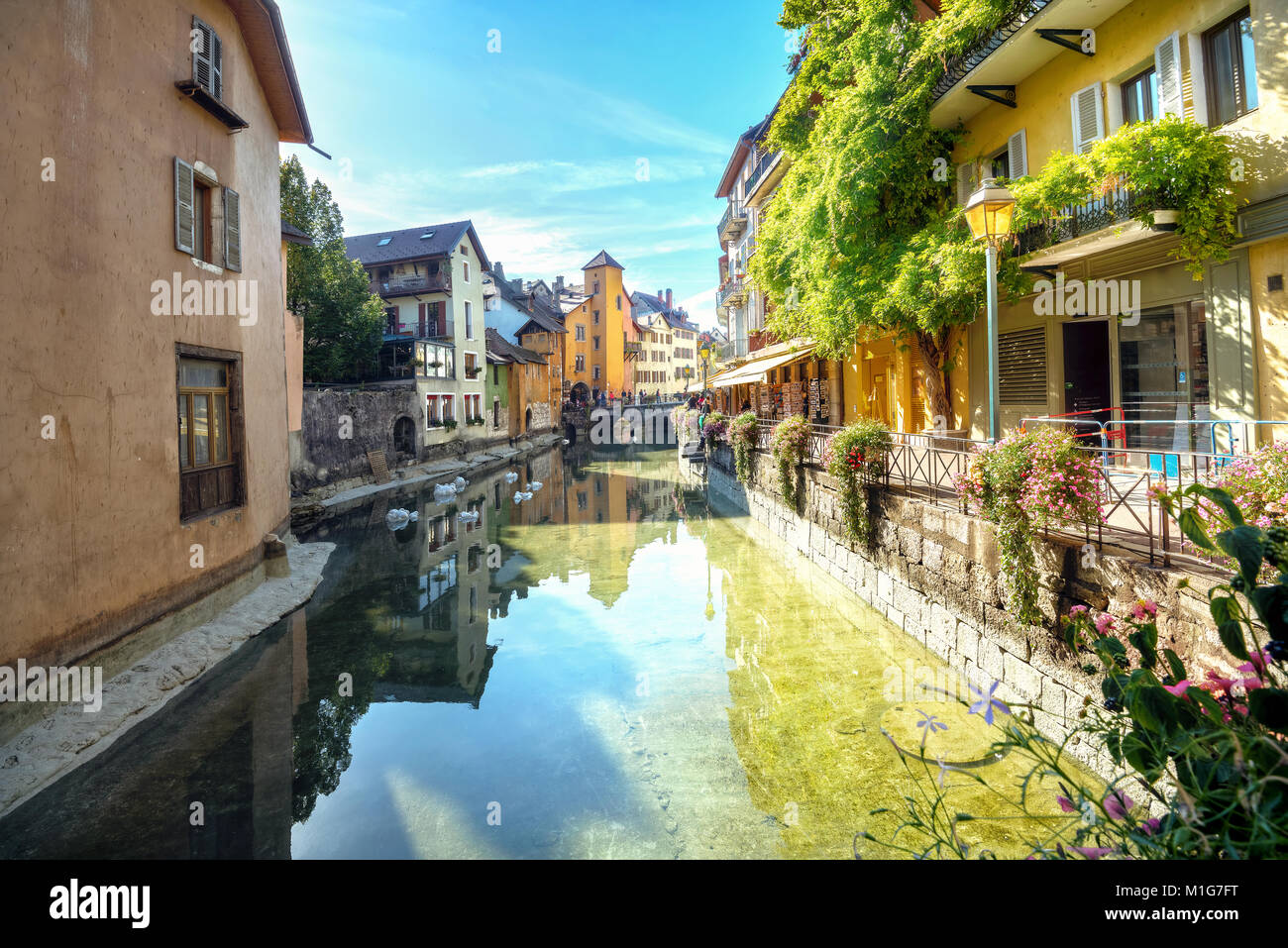 Cityscape with scenic old buildings in Annecy. French Alps, France ...
