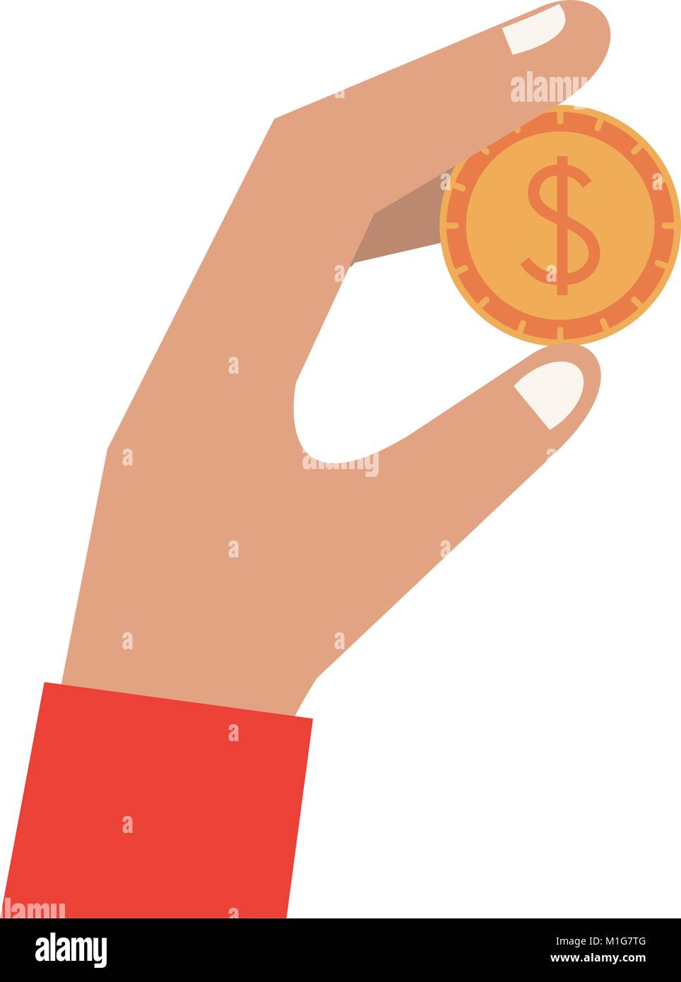 Hand with coin Stock Vector Image & Art - Alamy