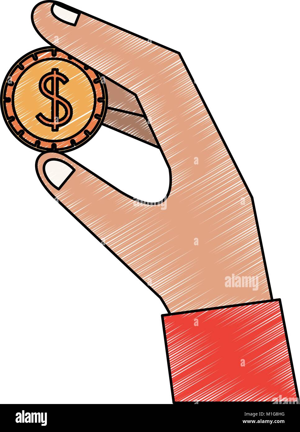 Hand with coin Stock Vector Image & Art - Alamy