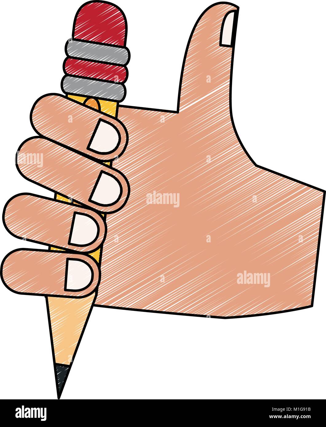 Hand with pencil Stock Vector Image & Art - Alamy