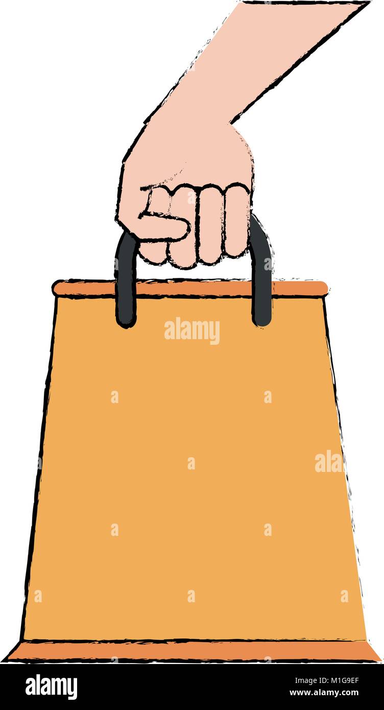 Hand holding handbag bag Stock Vector Images - Alamy