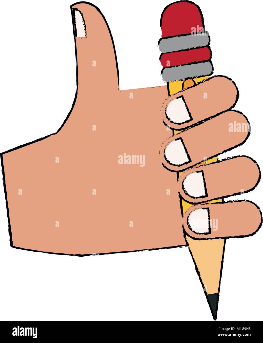 Hand with pencil Stock Vector Image & Art - Alamy