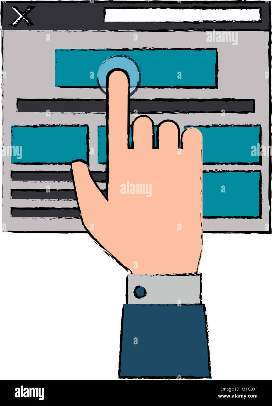 Hand touching screen Stock Vector Image & Art - Alamy