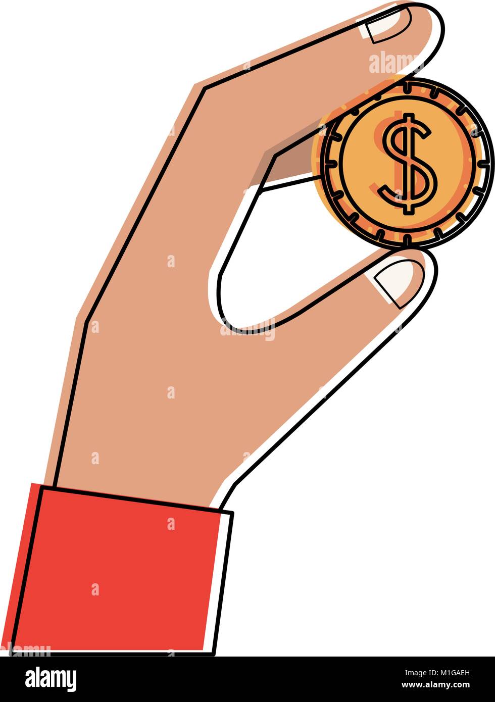 Hand with coin Stock Vector Image & Art - Alamy