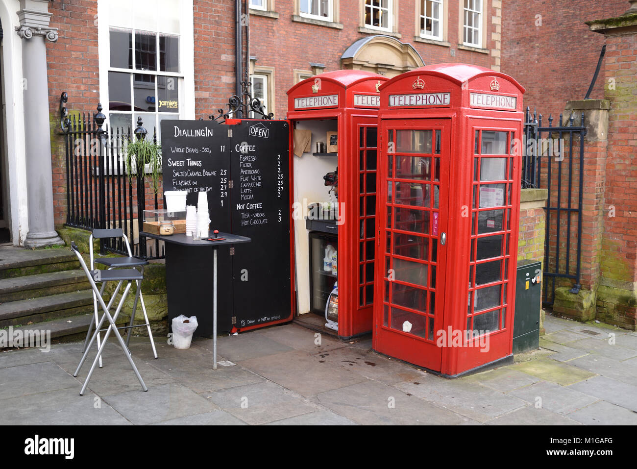 'Britain's smallest cafe' opens in a phone box in Nottingham,UK Stock ...
