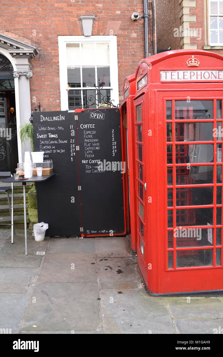 'Britain's smallest cafe' opens in a phone box in Nottingham,UK Stock ...