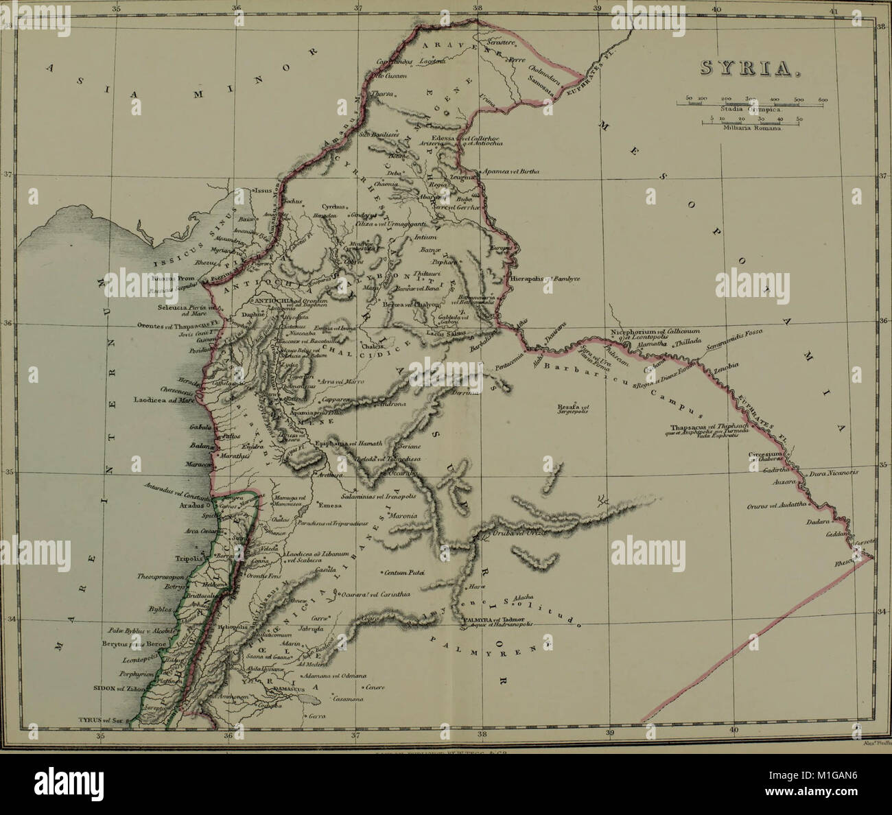This classical atlas offers a detailed map of ancient geography, using ...