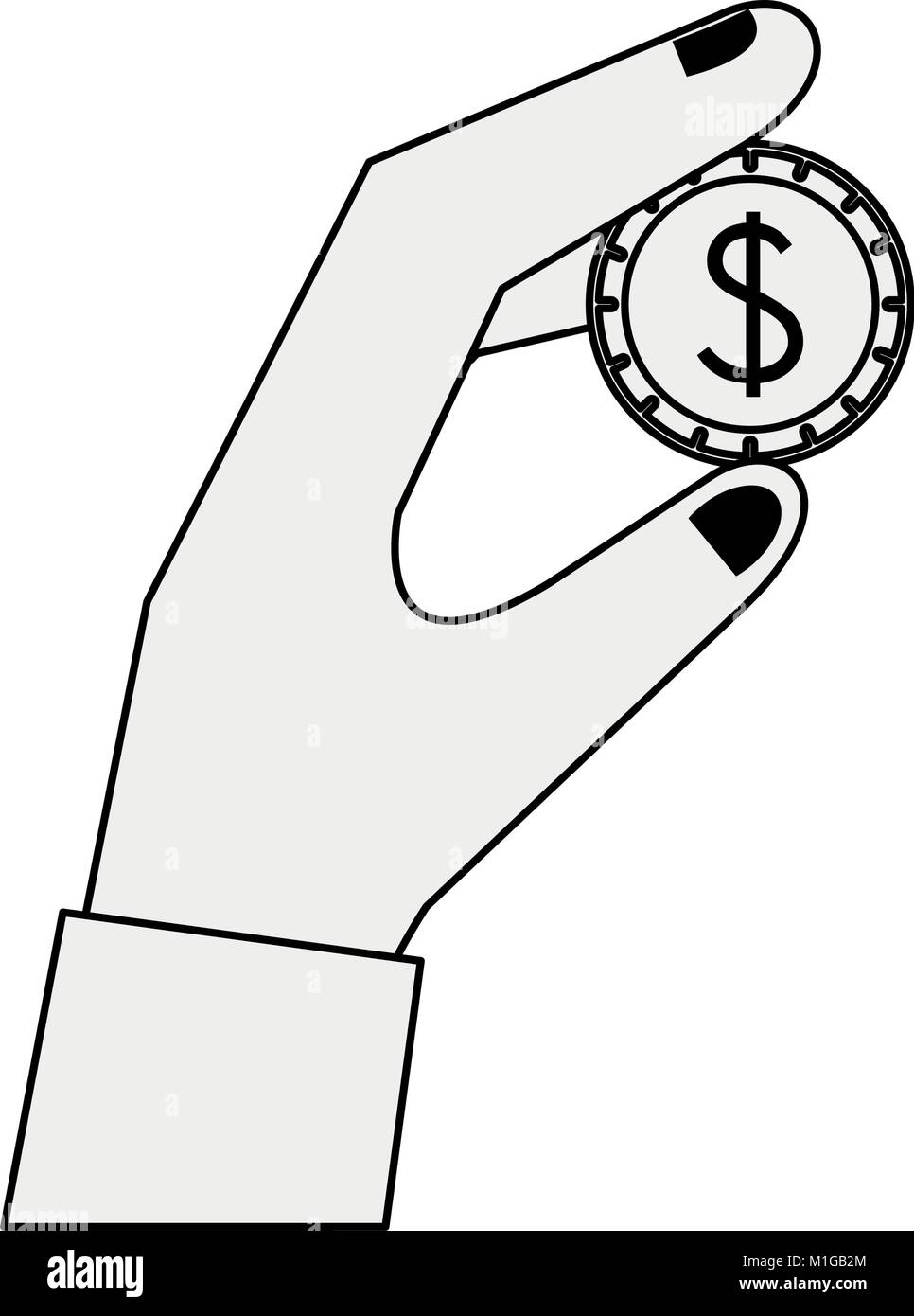 Hand with coin Stock Vector Image & Art - Alamy