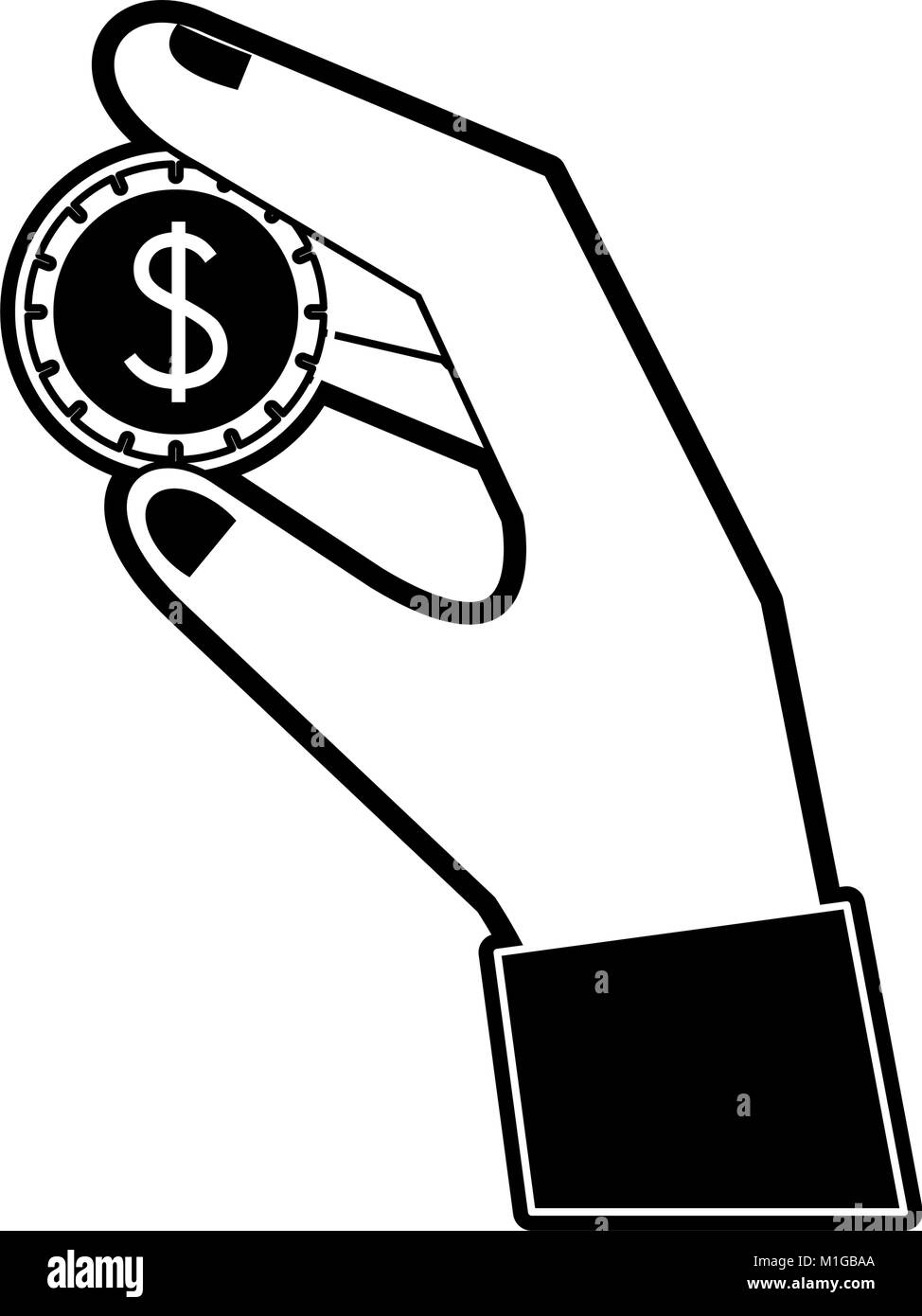 Hand with coin Stock Vector Image & Art - Alamy