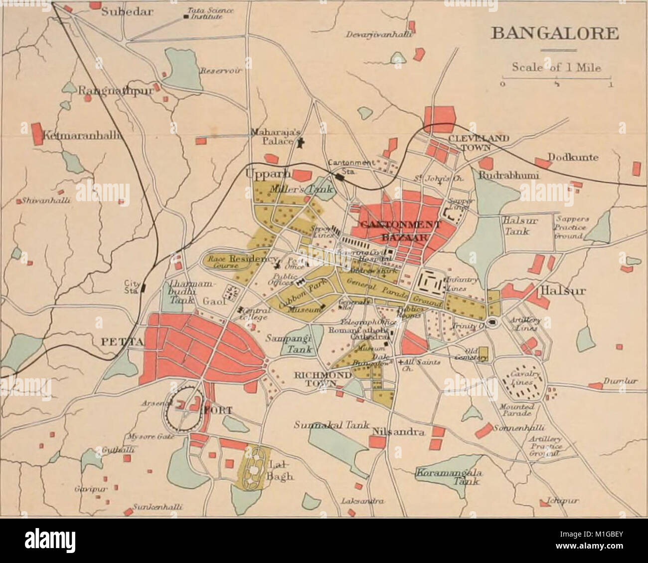 This historical map from 1911 depicts the layout and geographical ...