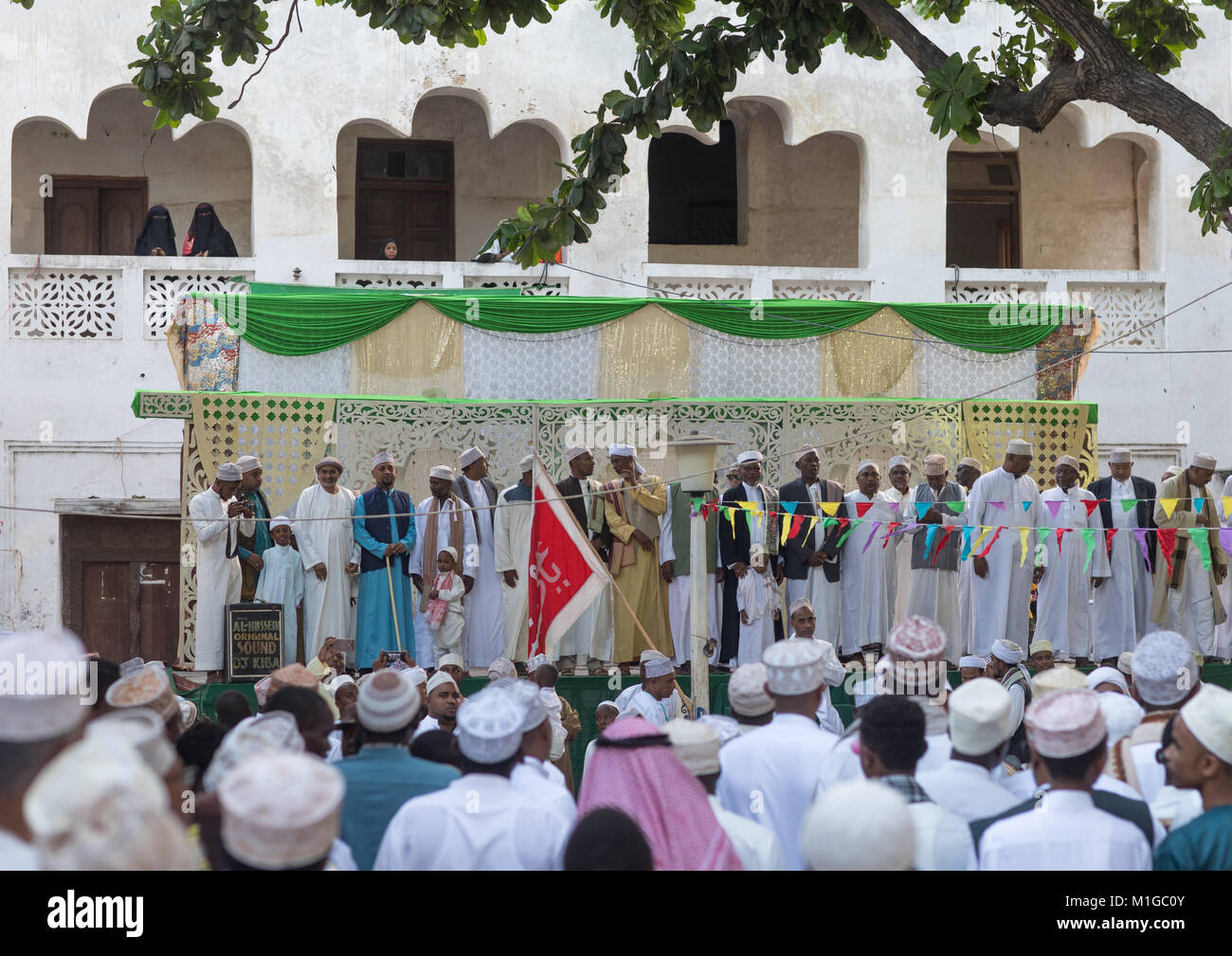 Sunni muslim men during the Maulidi festivities on the main square ...