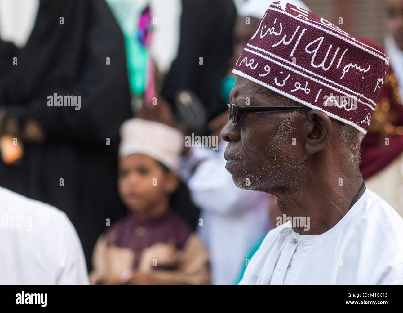 Sunni muslim man with a kofia celebrating the Maulidi festivities in ...