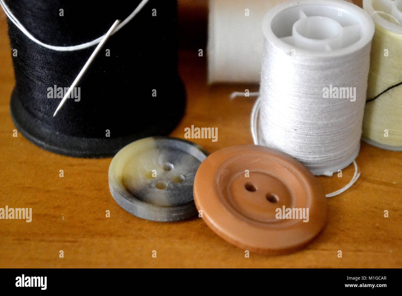 Needlecraft Products On Table Stock Photo - Alamy