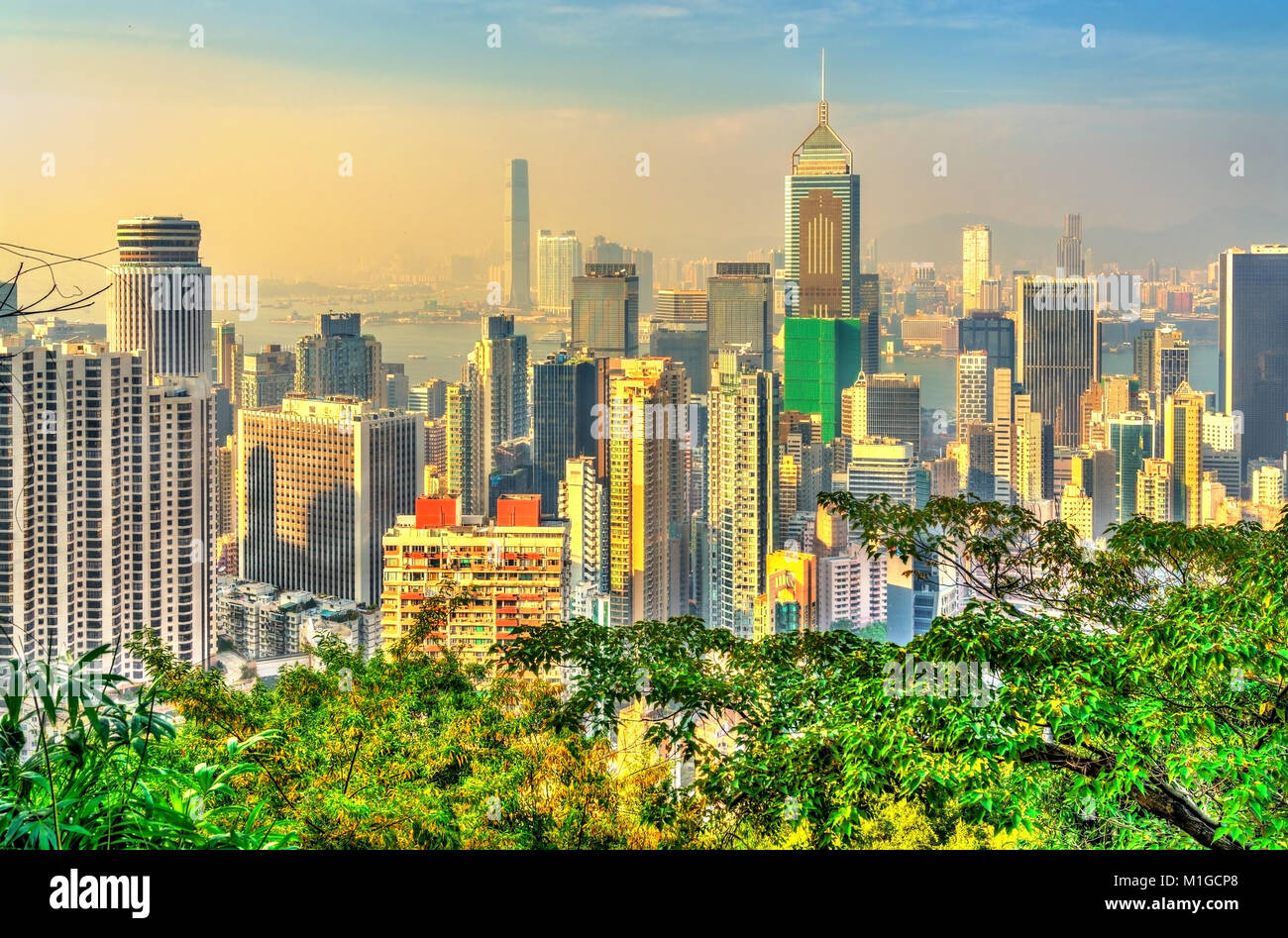 Aerial panorama hong kong downtown hi-res stock photography and images ...