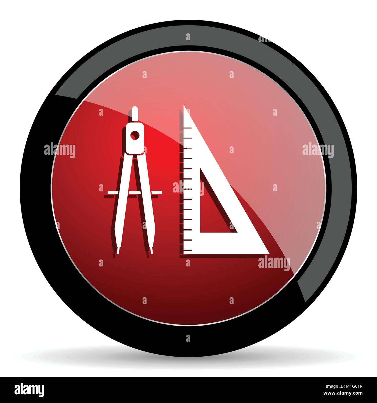 Learning vector icon. Modern design red and black glossy web and mobile ...