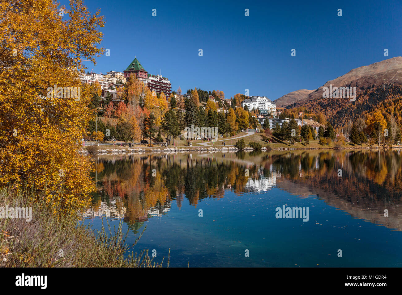 Fall foliage color and the luxury resort town of St. Moritz ...