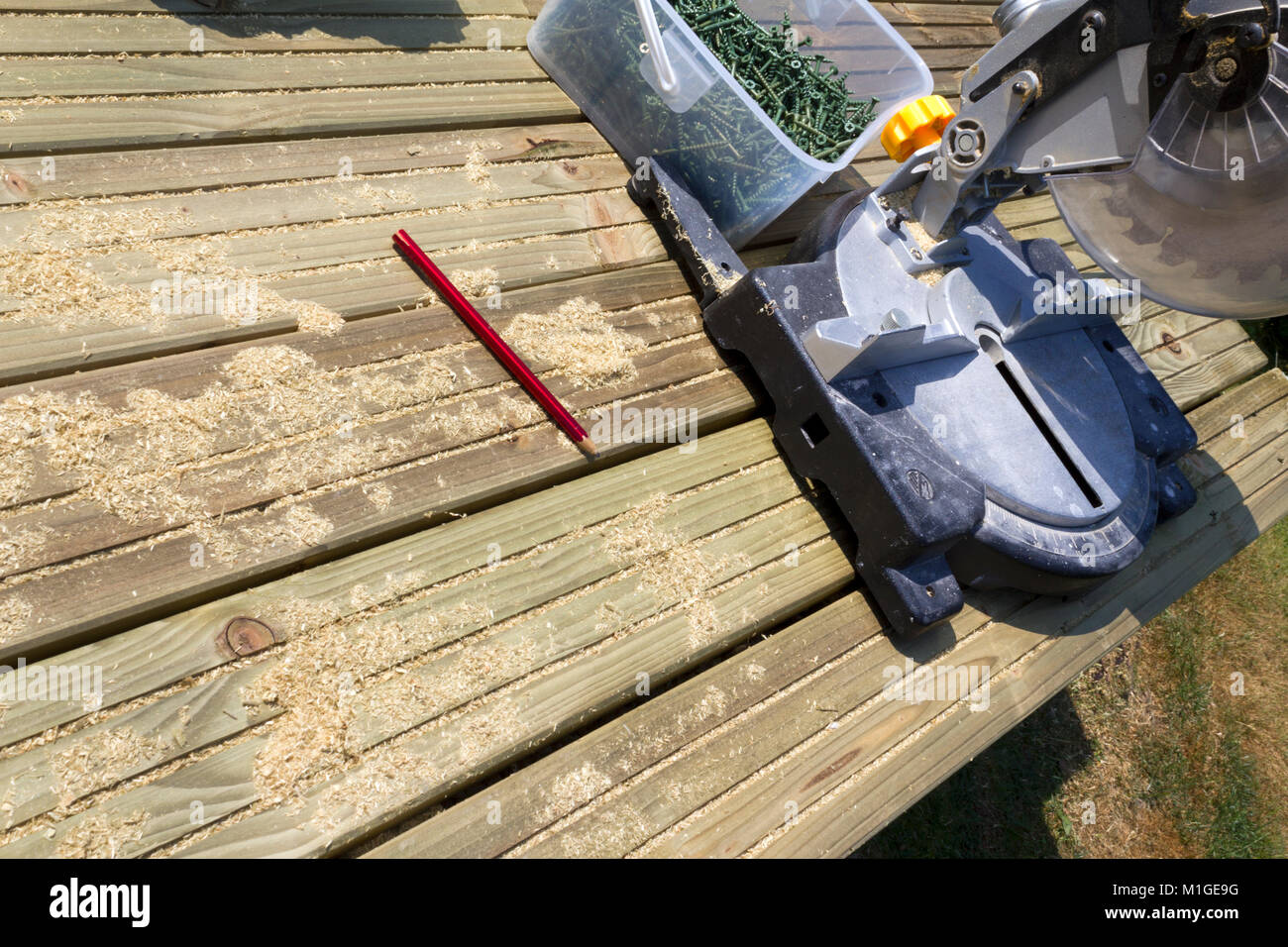 Close up wooden decking hi-res stock photography and images - Alamy