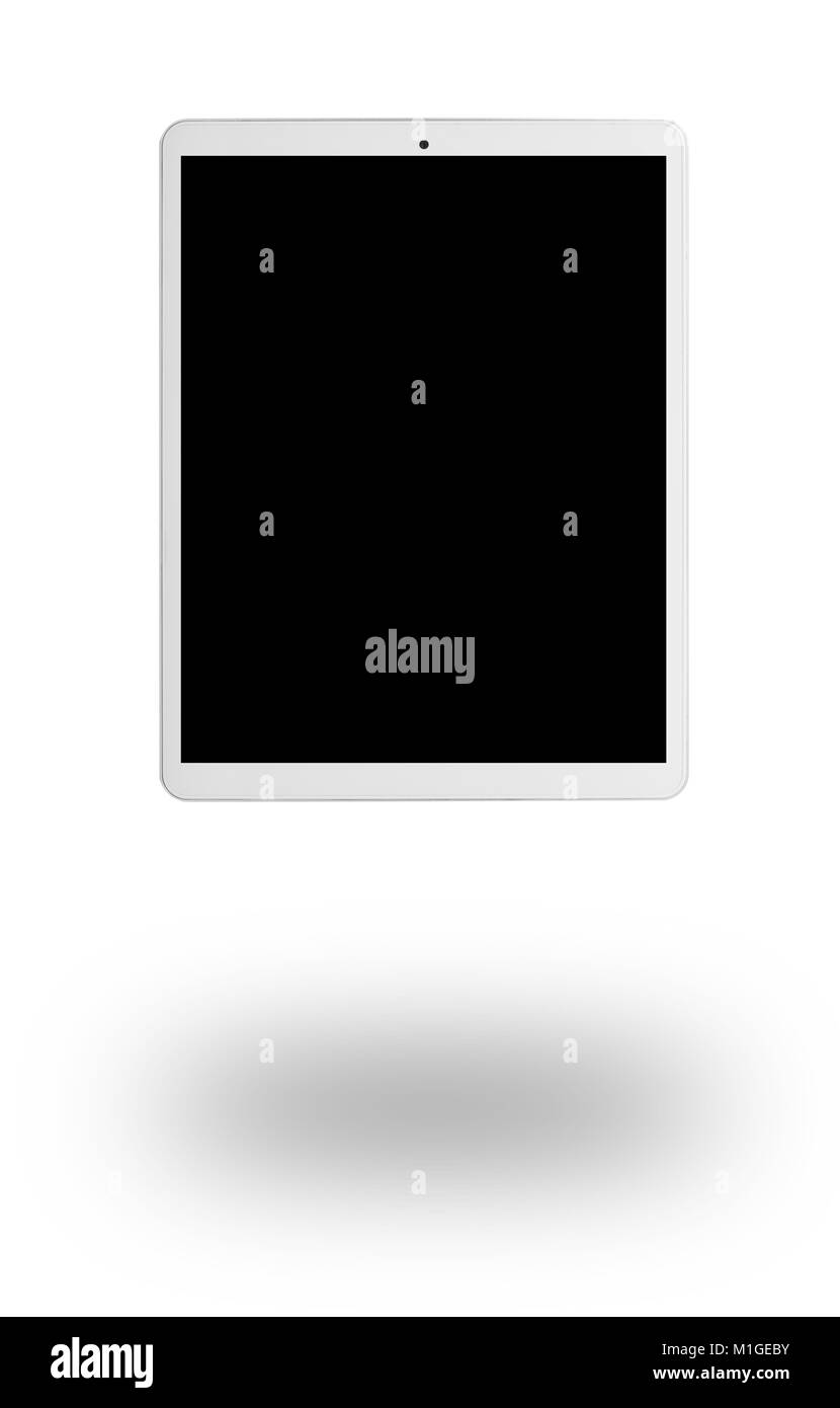 Modern white tablet pc with shadow. isolated on white Stock Photo - Alamy