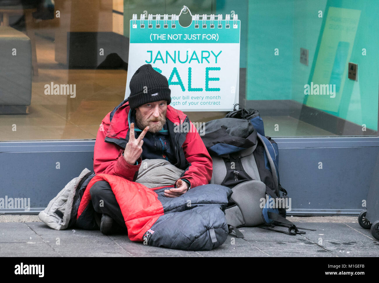 Homeless man; homelessness sleeping rough beg beggar begging hungry ...