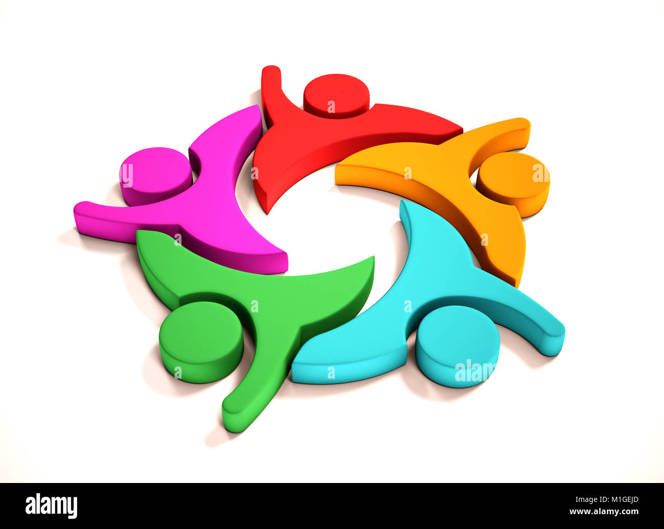 Teamwork Business Five People Group. 3D Render Illustration Stock Photo ...