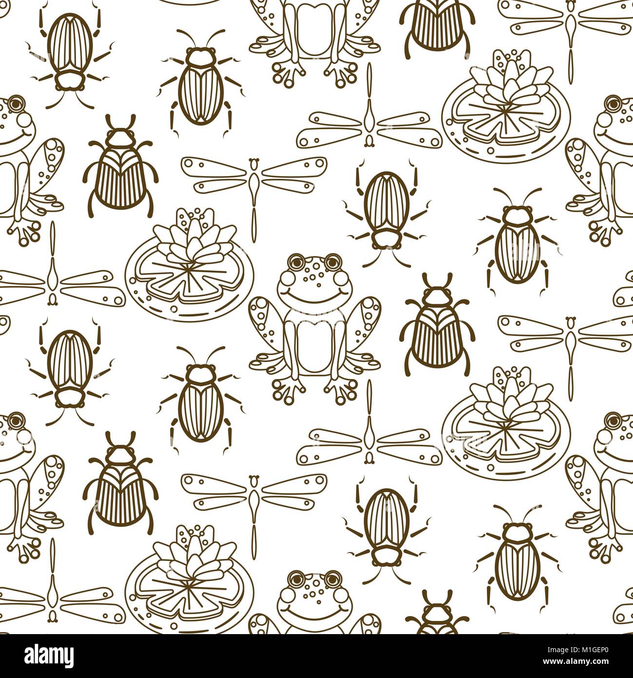 Elegant line style insect vector seamless pattern Stock Vector Image ...