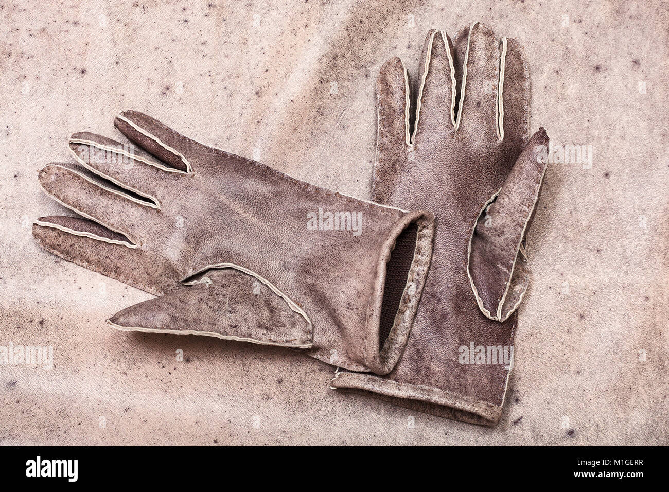 workshop on sewing gloves - top view of new hand-made sewn gloves on ...