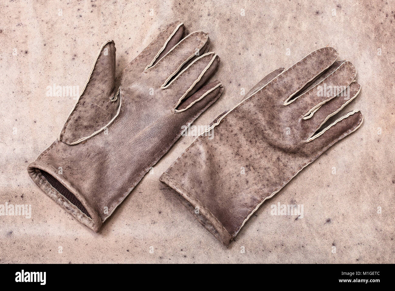 workshop on sewing gloves - top view of new hand-made gloves on ...