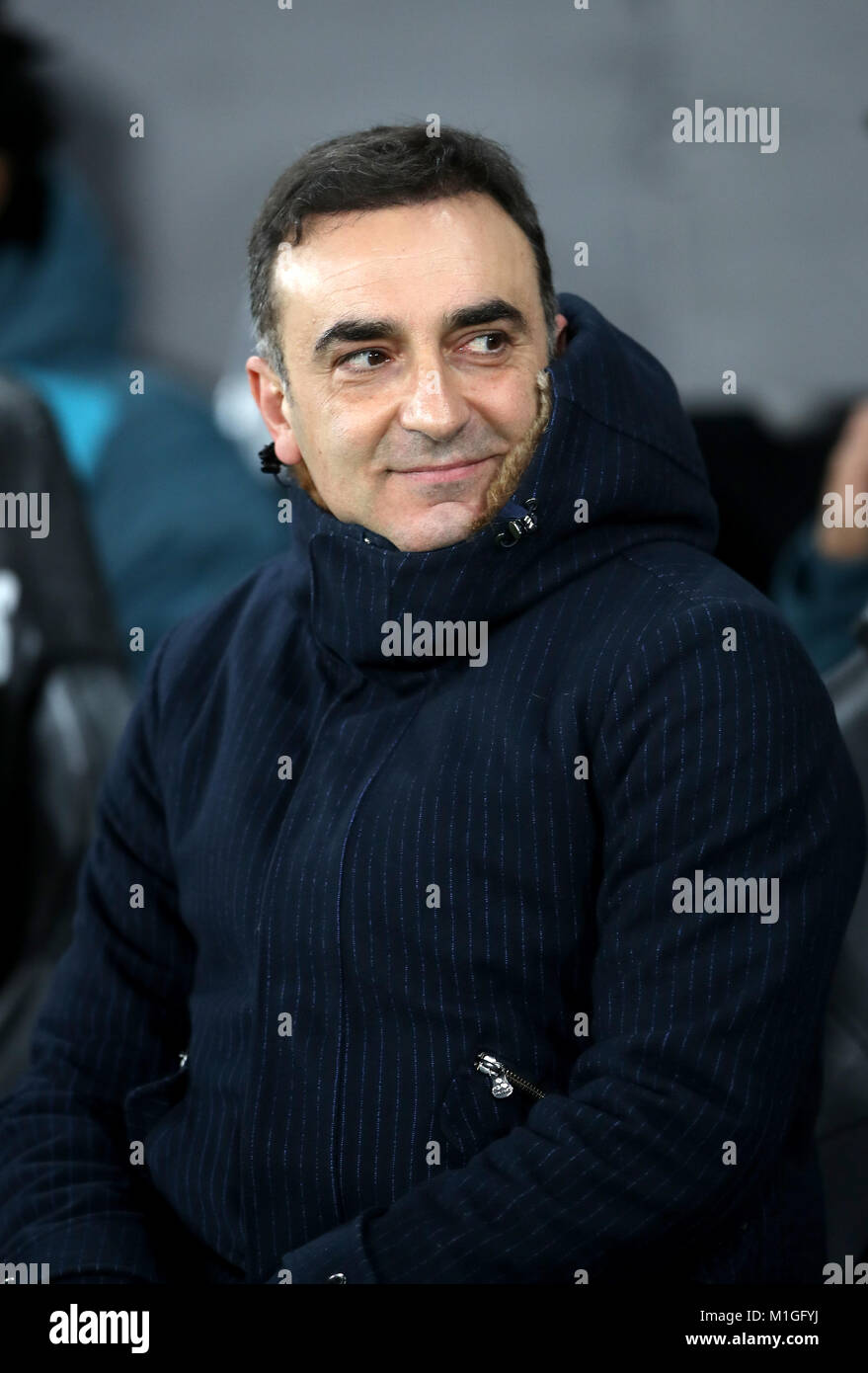 Swansea City manager Carlos Carvalhal during the Premier League match at the Liberty Stadium ...