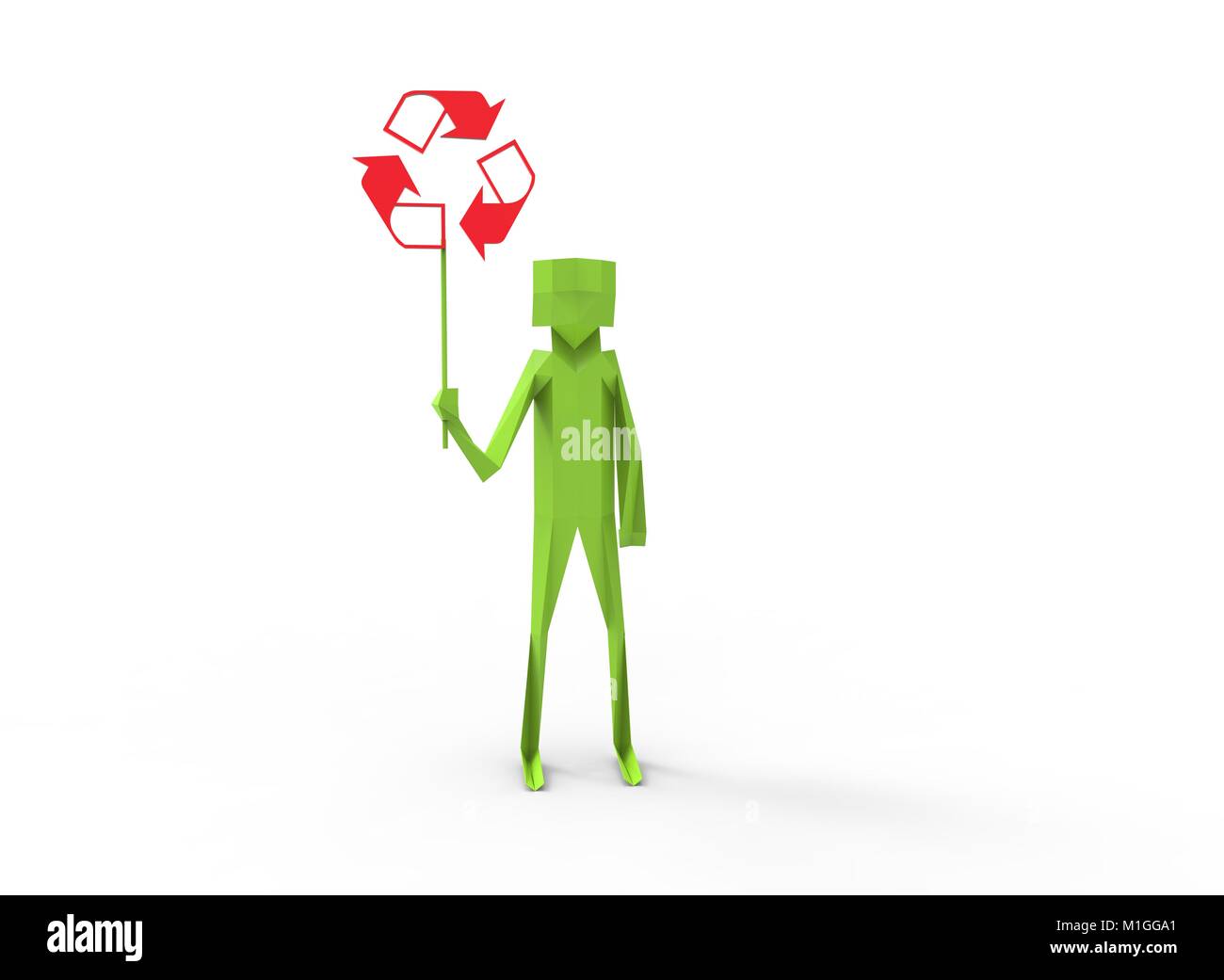 Green paper human with recycle sign Stock Photo - Alamy