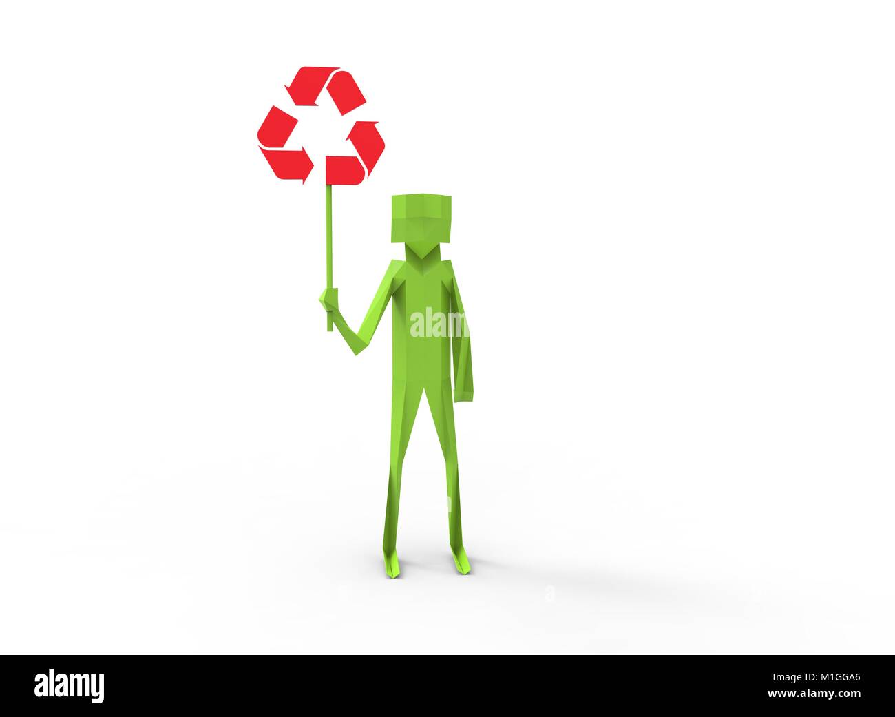 Green paper human with recycle sign Stock Photo - Alamy