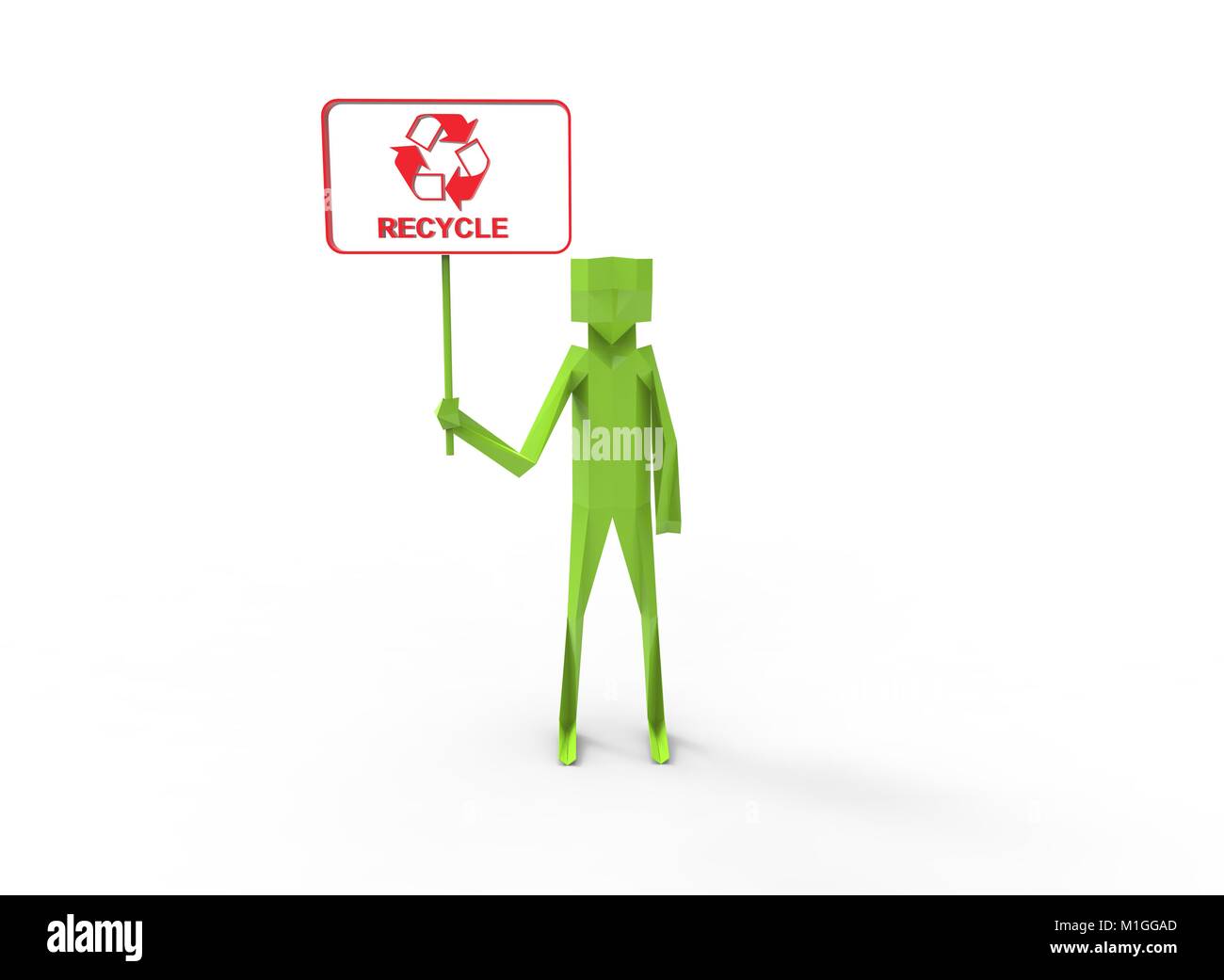 Green paper human with recycle sign Stock Photo - Alamy
