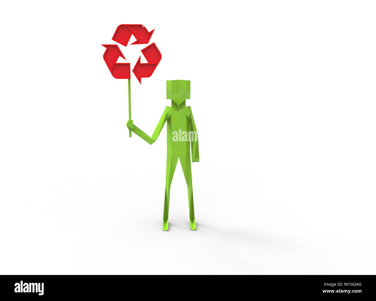 Green paper human with recycle sign Stock Photo - Alamy