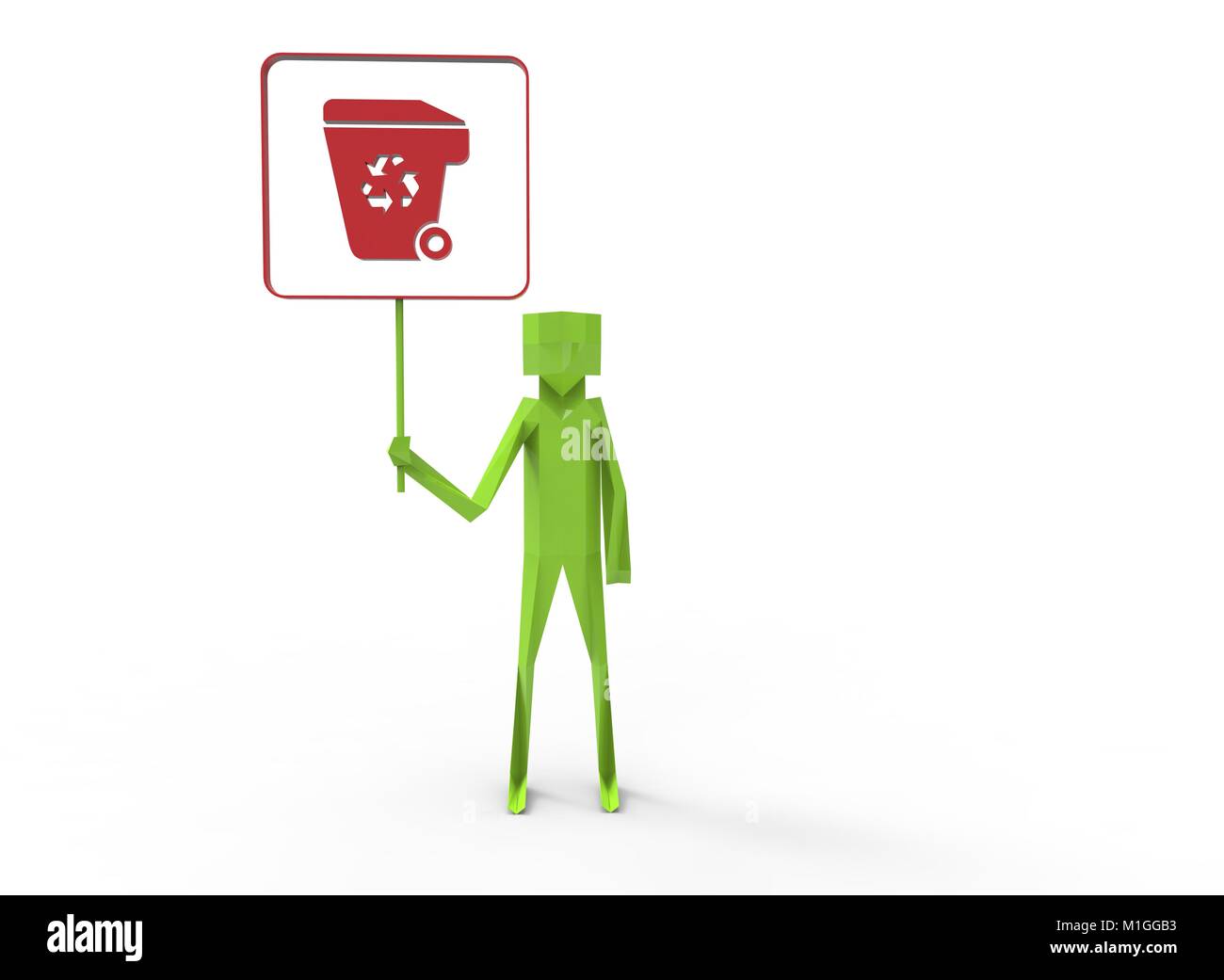 Green paper human with recycle sign Stock Photo - Alamy