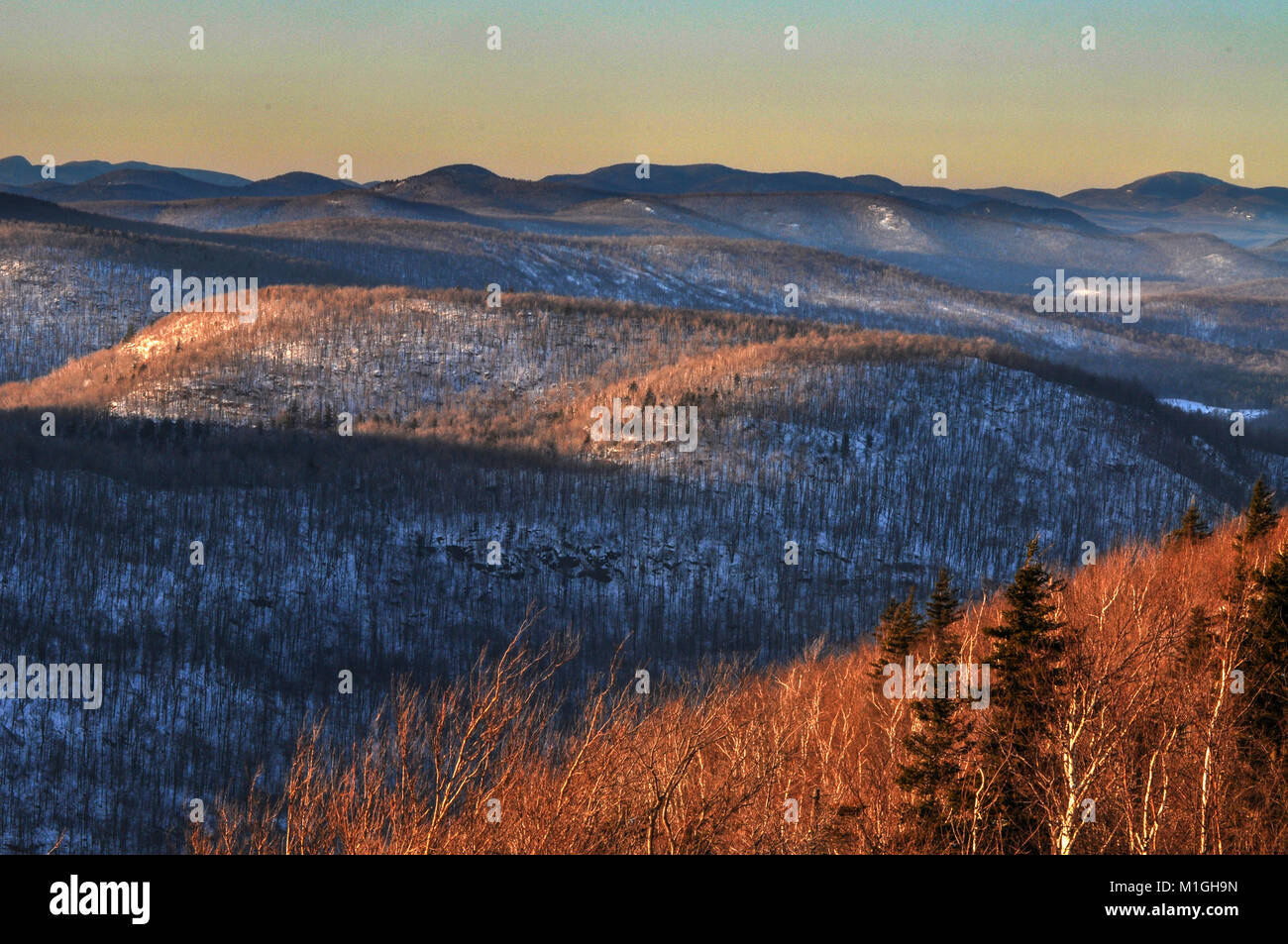 Sunset From Hadley Mt, Adirondack Forest Preserve, New York Stock Photo ...
