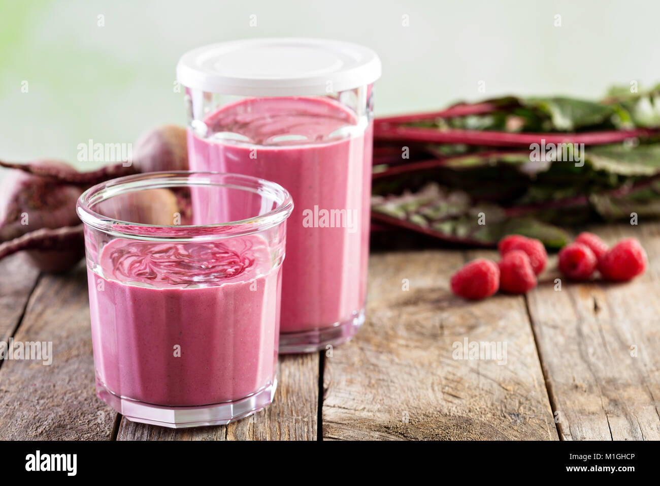 Beetroot and raspberry smoothie, healthy diet recipe Stock Photo - Alamy
