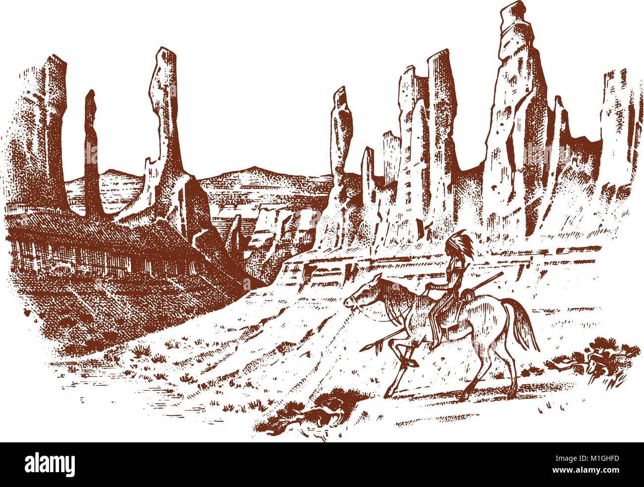 Desert town silhouette landscape Stock Vector Images - Alamy