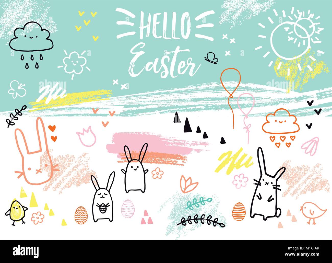 Easter bunnies illustration hi-res stock photography and images - Alamy