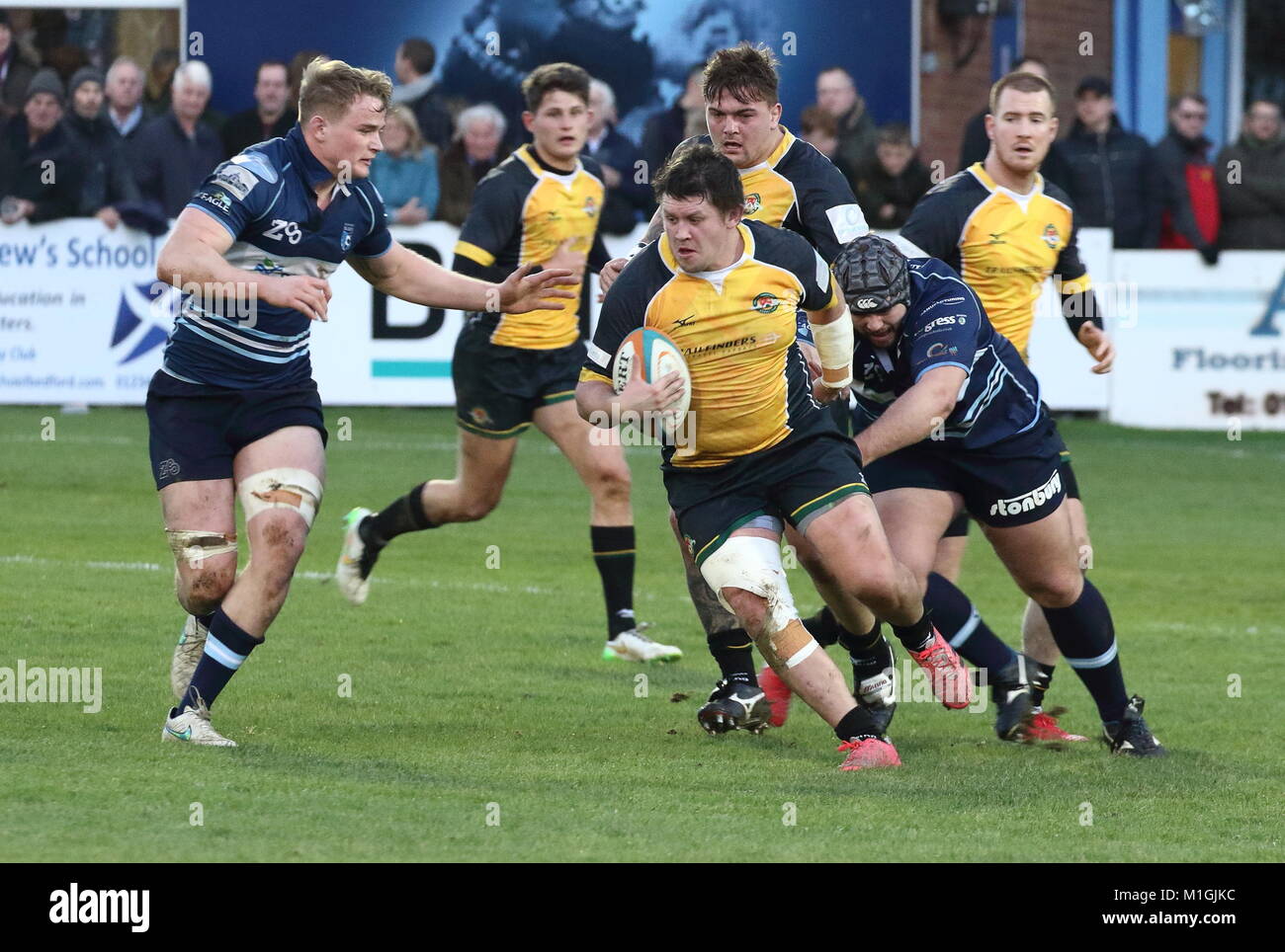 Action from the Greene King IPA Championship Rugby Union match between ...