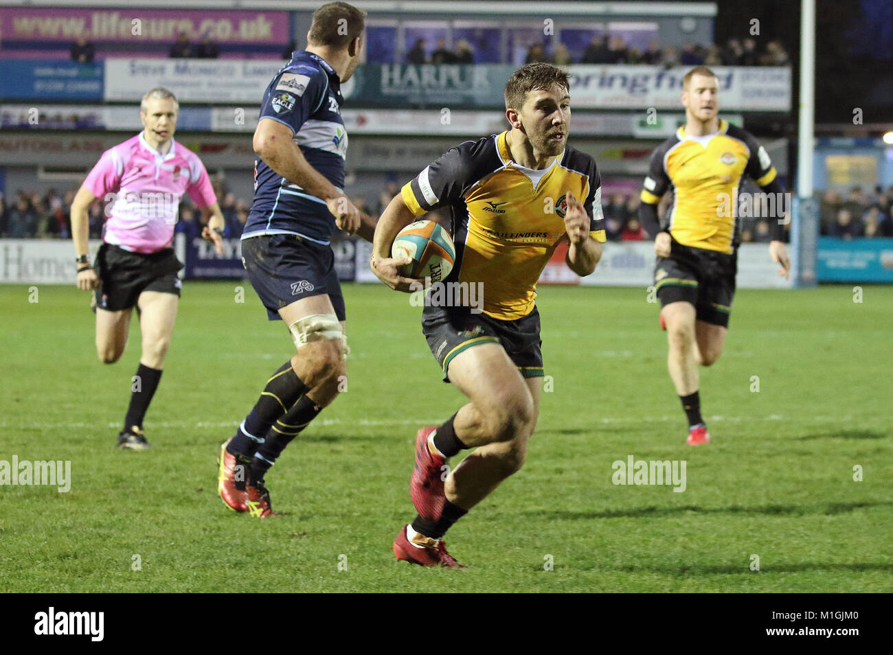 Action from the Greene King IPA Championship Rugby Union match between ...