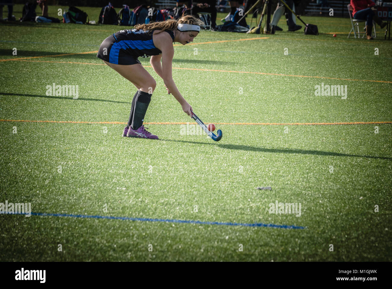 High school girls field hockey competition Stock Photo - Alamy