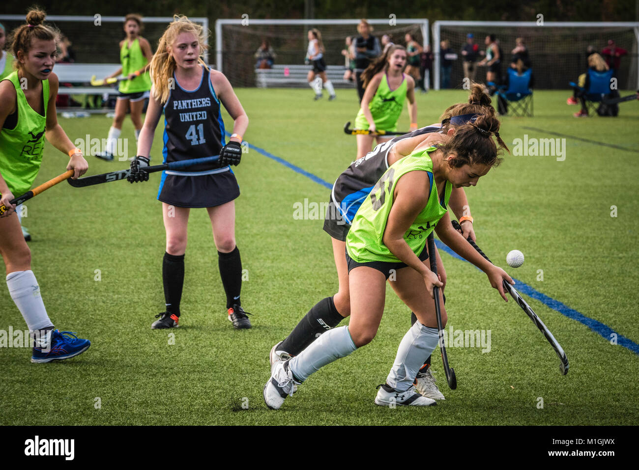 High school girls field hockey competition Stock Photo - Alamy