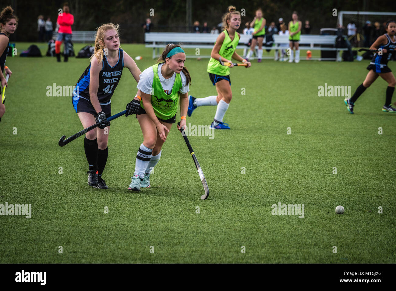 High school girls field hockey competition Stock Photo - Alamy